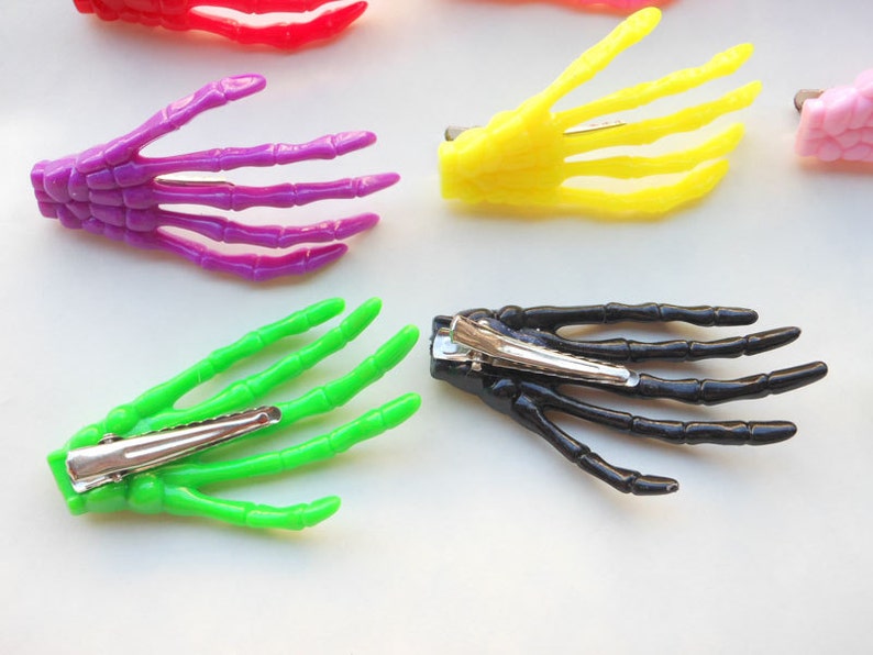 20pcs Skeleton Hand Hair Clips Mixed Colors - Etsy