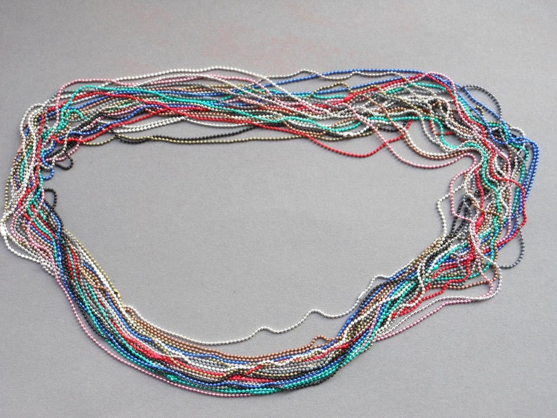 Ball Chaim 100pcs 27inch 1.5mm Assorted Colors Ball Chain Necklaces - Etsy