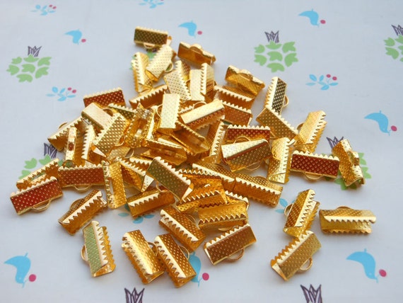 200 Pcs of Gold Ribbon Ends Clamps Fasteners Clasps 13mm - Etsy