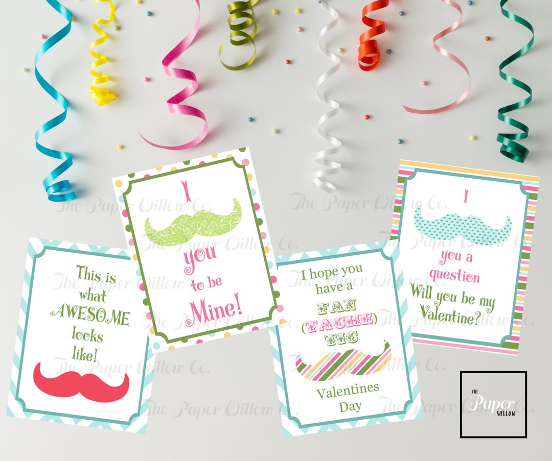 Mustache Valentine-diy Printable-holiday Card-instant Download-holidays ...