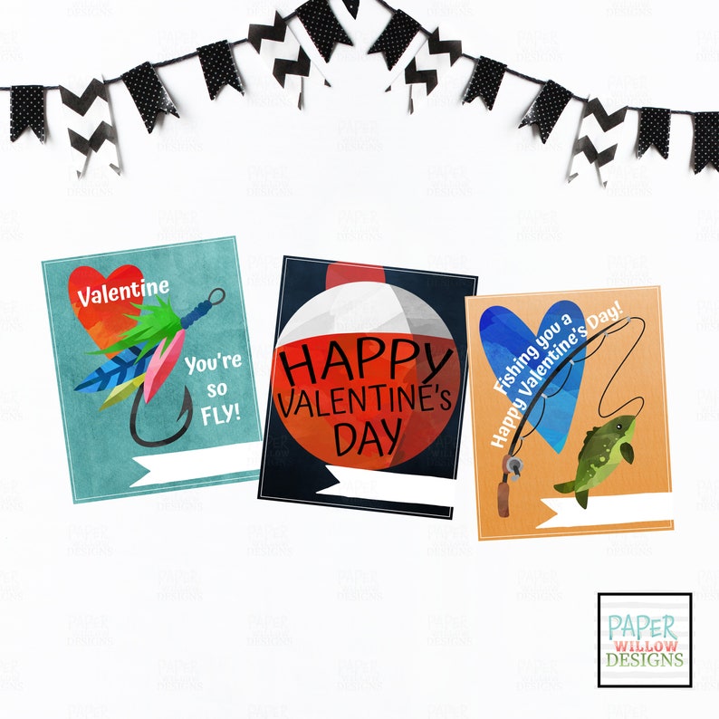 Fishing You a Happy Valentine-valentine Cards-diy Printable-holiday ...