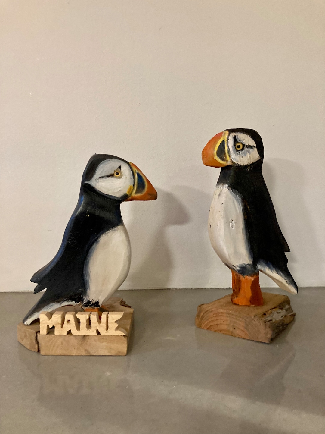Hand Carved Puffins - Etsy