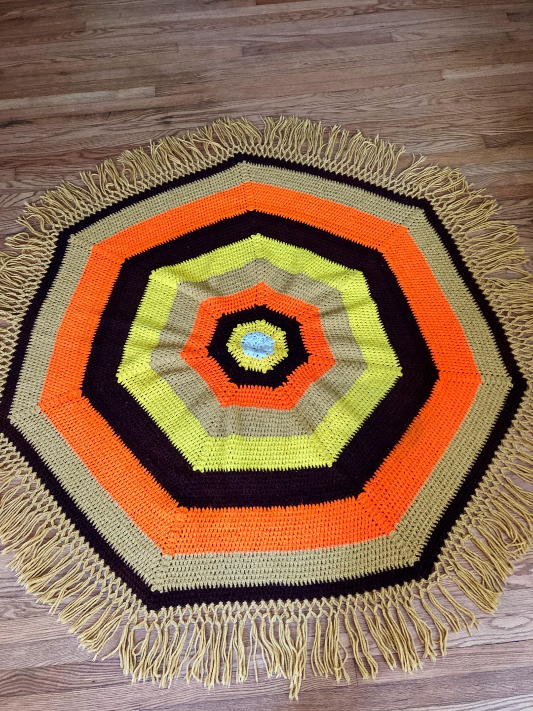 Afghan 70s Septagon Heptagon Design Vintage - Etsy