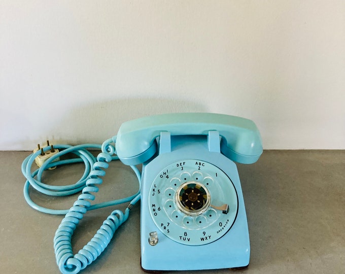 Vintage Turquoise Rotary Phone - Etsy