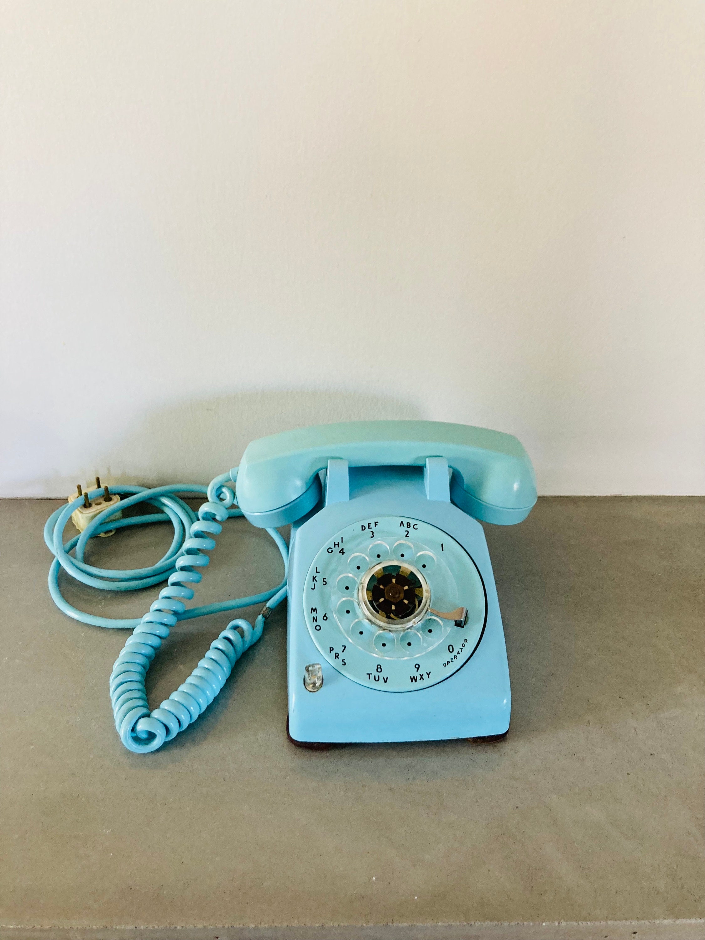 Vintage Turquoise Rotary Phone - Etsy