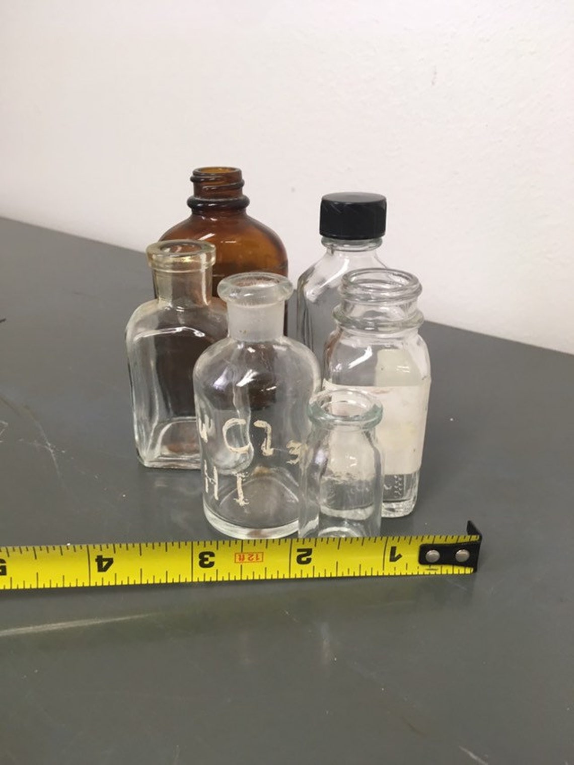 Vintage Glass Bottle Laboratory Collection Small Set of 6 - Etsy