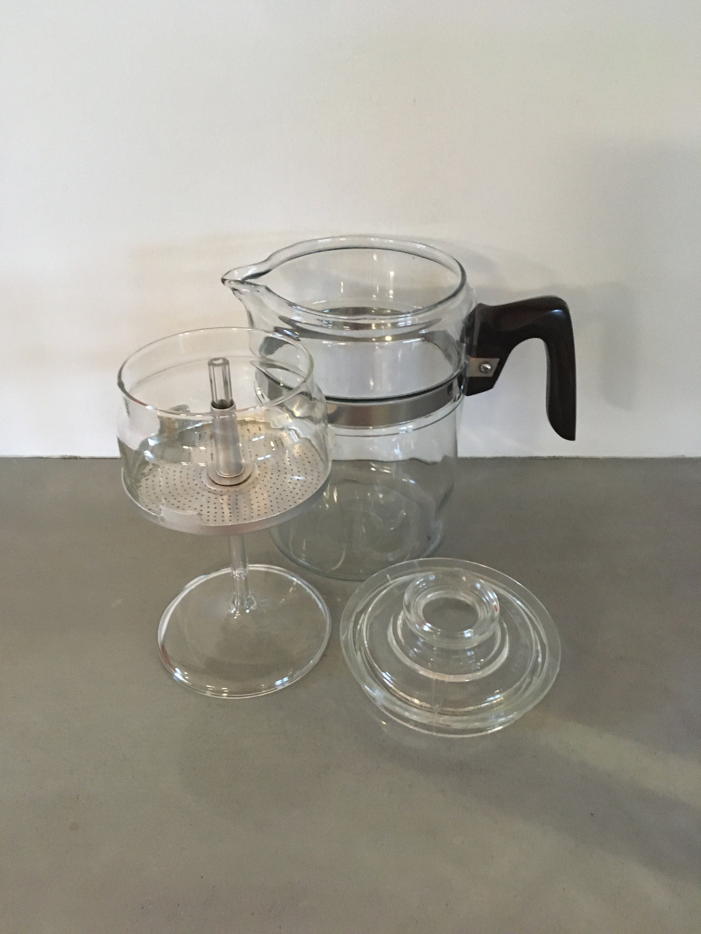 Cafetera de vidrio Pyrex vintage de 6 tazas, completa. - Etsy España