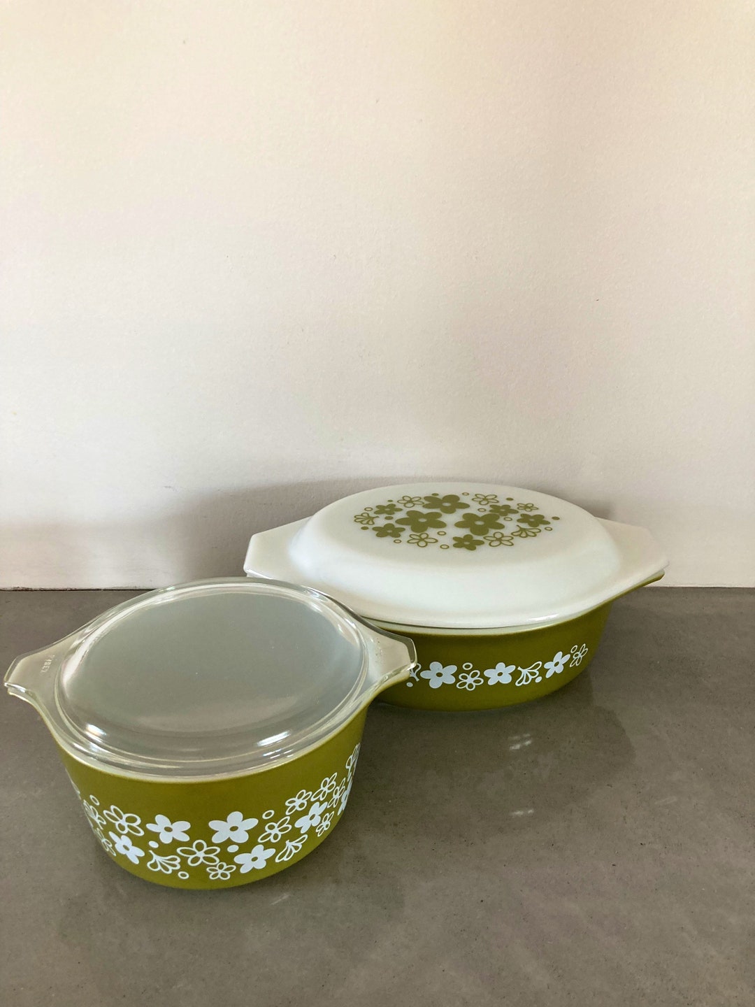 Vintage Pyrex Spring Blossom Crazy Daisy Casserole Dishes With Lids - Etsy