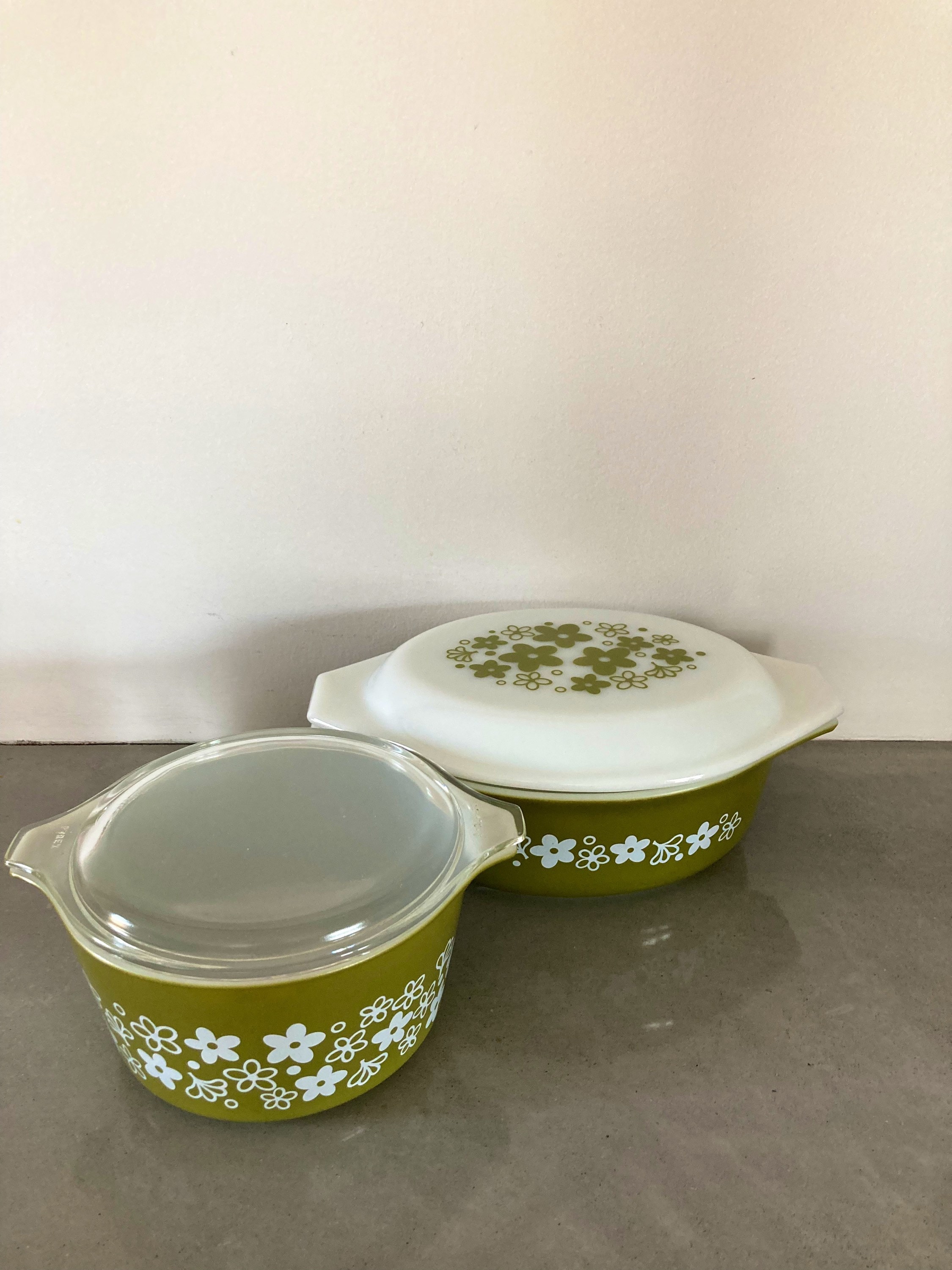 Vintage Pyrex Spring Blossom Crazy Daisy Casserole Dishes With Lids - Etsy
