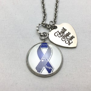 ALS, Lou Gehrig's Disease Awareness Ribbon Stainless Steel Photo Charm ...