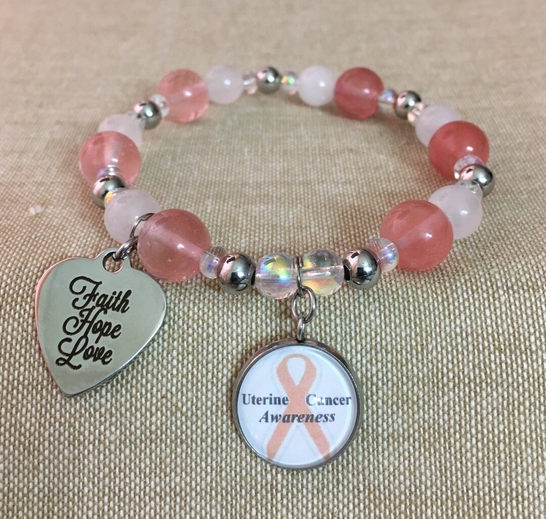 Uterine Cancer Awareness Ribbon Stainless Steel Photo Charm With ...