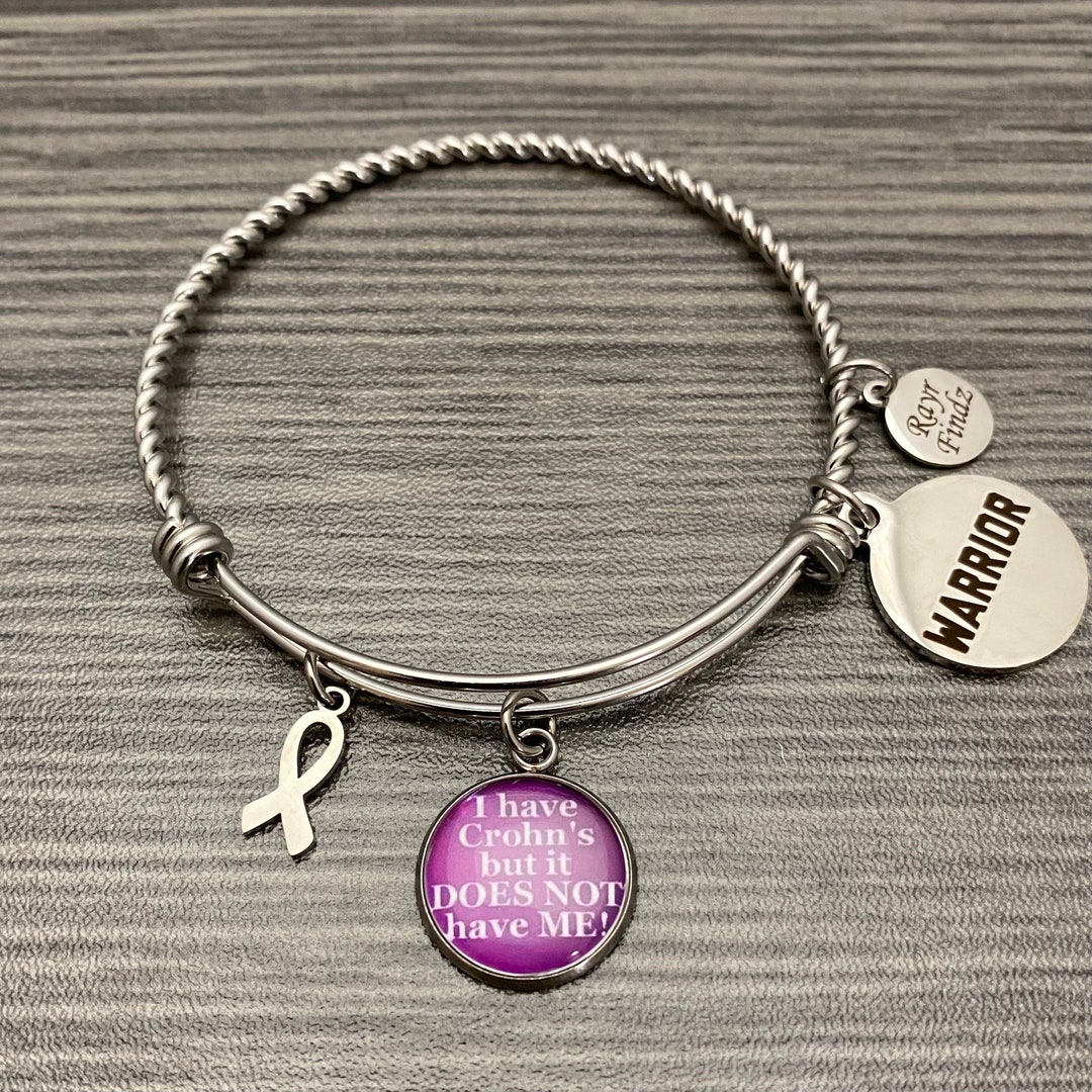 Crohn's Disease Awareness Warrior Charm Bracelet Stainless Steel ...