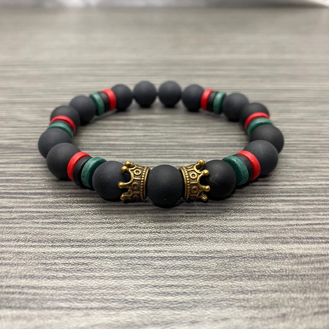Pan African RBG Flag Inspired With Brass Oxide Crowns Larger Matte Onyx ...