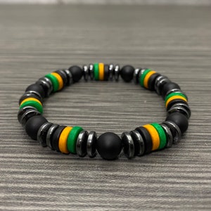 Jamaican Flag Inspired Hematite With Black Matte Onyx and Ceramic ...
