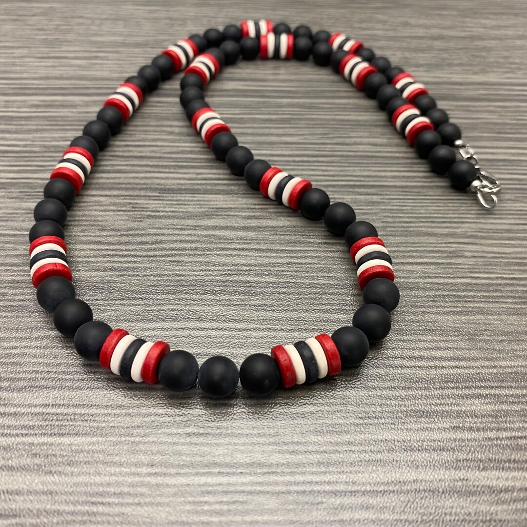 Trinidad & Tobago Flag Inspired Necklace With Matte Onyx Stone and ...