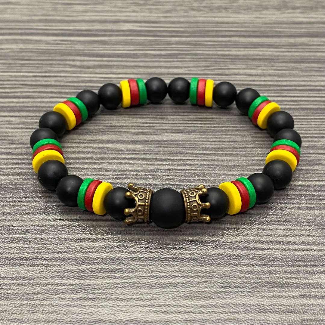 Cameroon Flag Inspired With Brass Oxide Crowns Matte Onyx Stone and ...