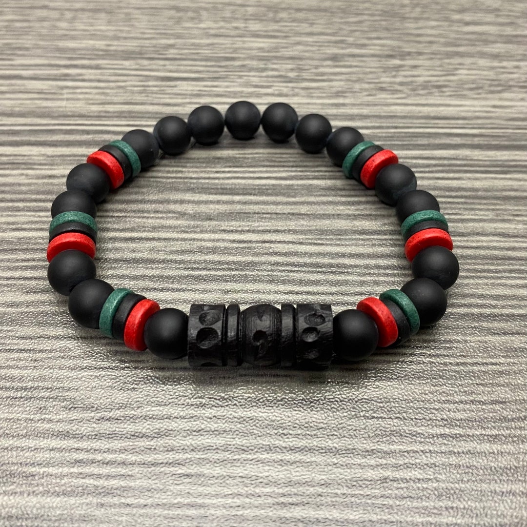 Pan African RBG Flag Inspired Ceramic & Matte Onyx Stone With Hand ...