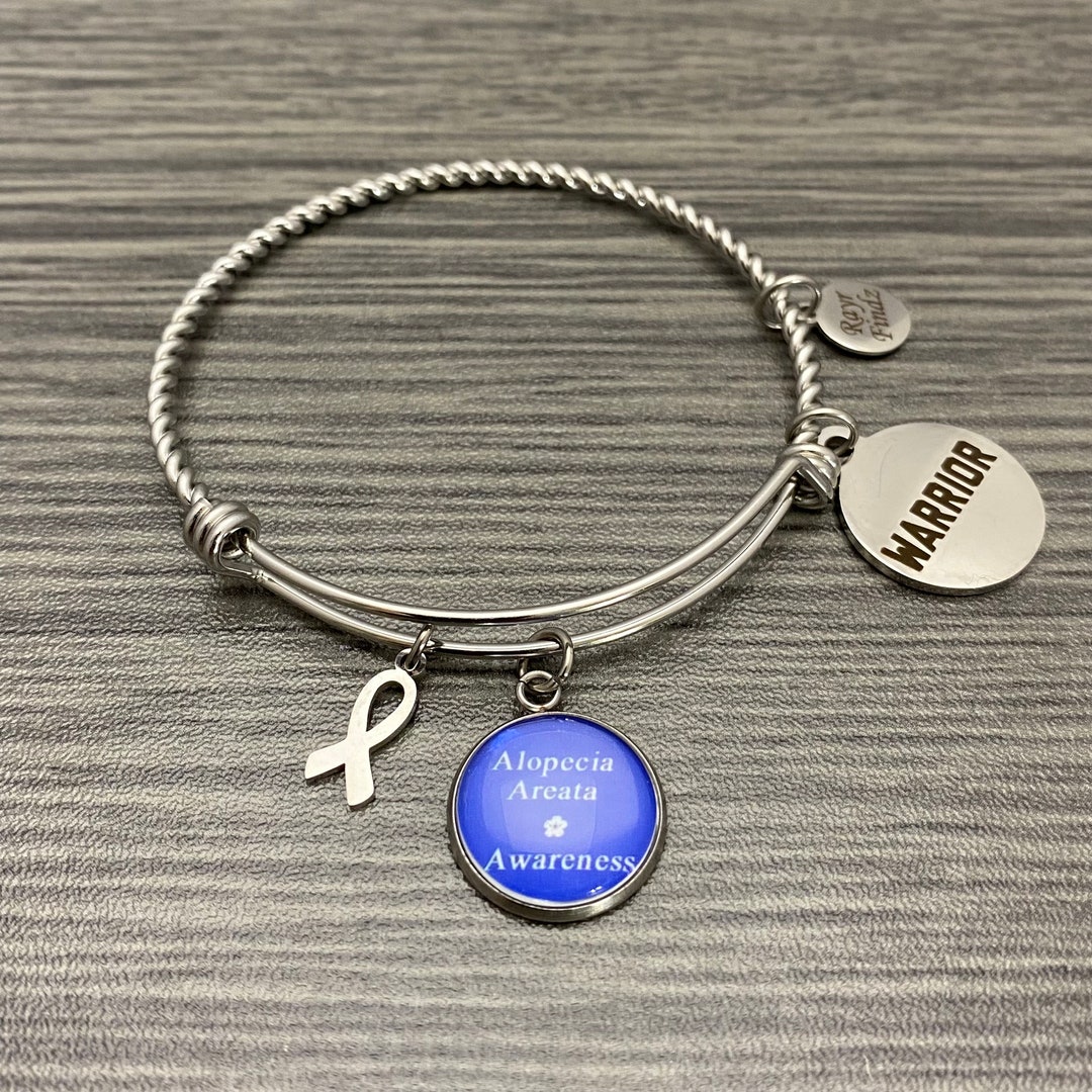 Alopecia Areata Awareness Warrior Charm Bracelet Stainless Steel ...