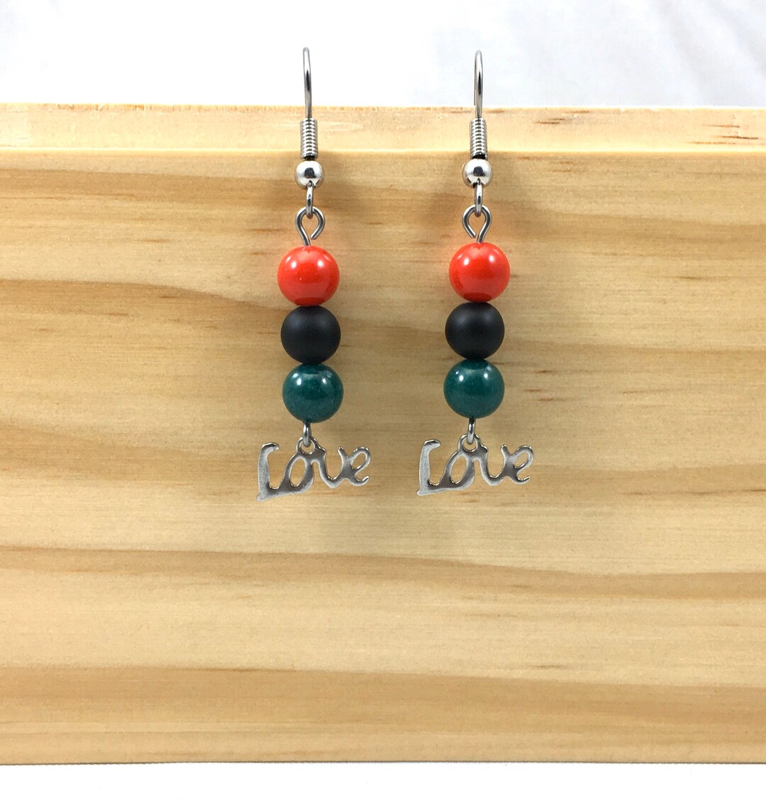 Pan African RBG Flag Inspired Small Love Charm Dangle Earrings - Etsy