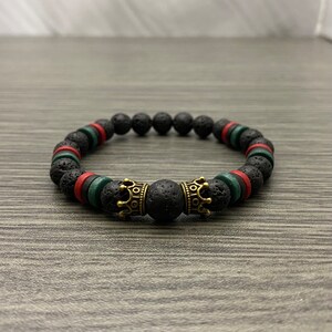 Pan African RBG Flag Inspired With Brass Oxide Crowns Lava Stone and ...