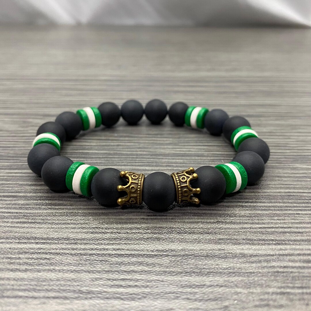 Nigerian Flag Inspired With Brass Oxide Crowns Larger Matte Onyx Stone ...