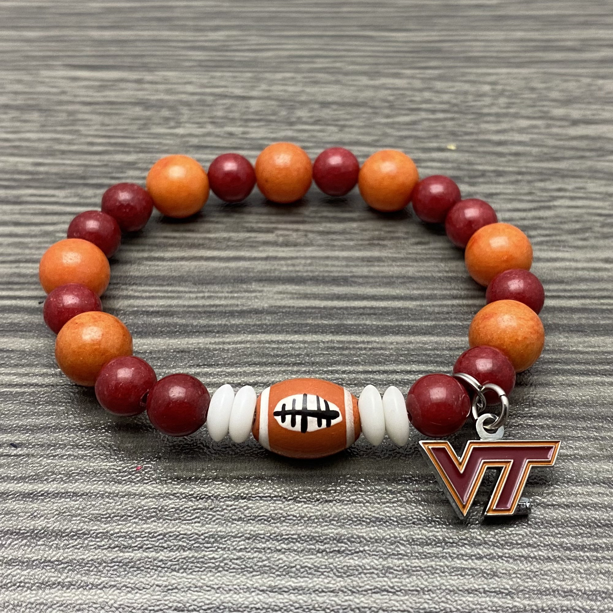 Virginia Tech Hokies NCAAF Themed Stone and Ceramic Beaded Bracelet - Etsy