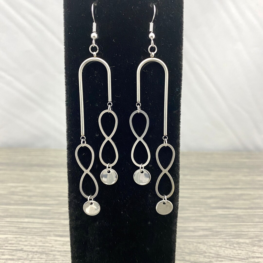 Dangling Geometric Teardrop Stainless Steel Cascading Drop Dangle ...