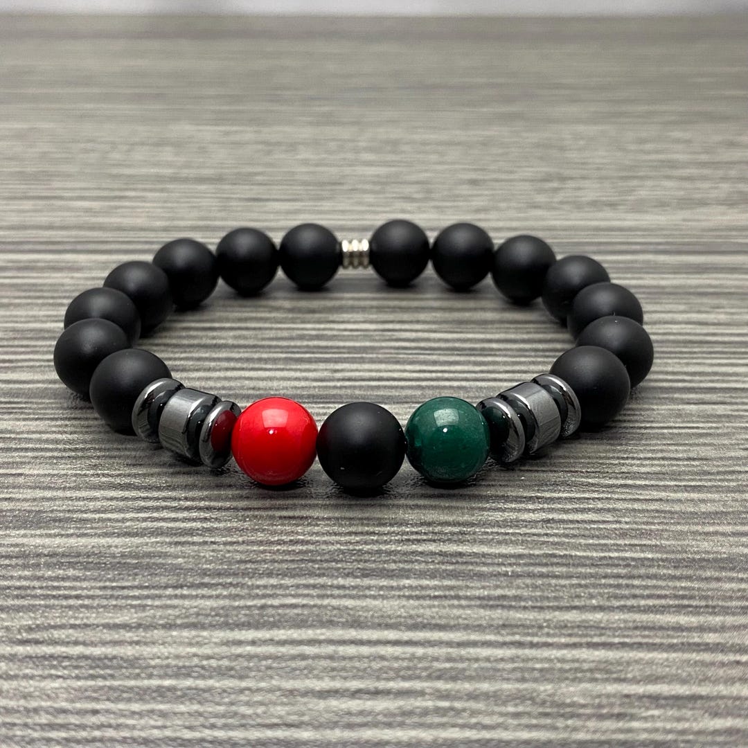 Pan African Inspired RBG Black Matte Onyx Stone, Hematite Gemstone ...