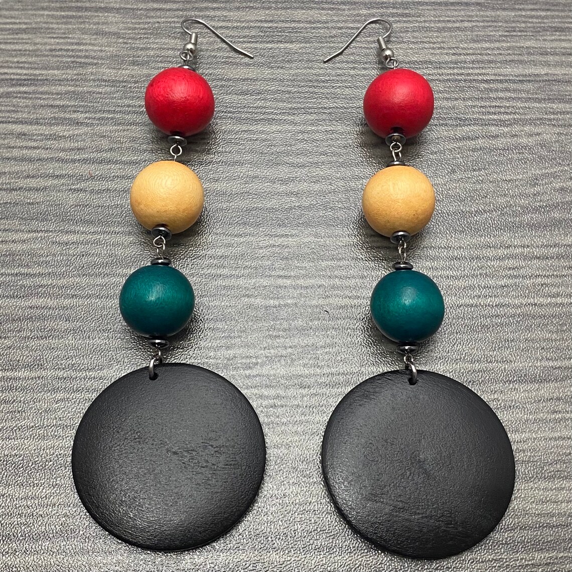 Rasta Flag Inspired Round Wooden Dangle Earrings - Etsy