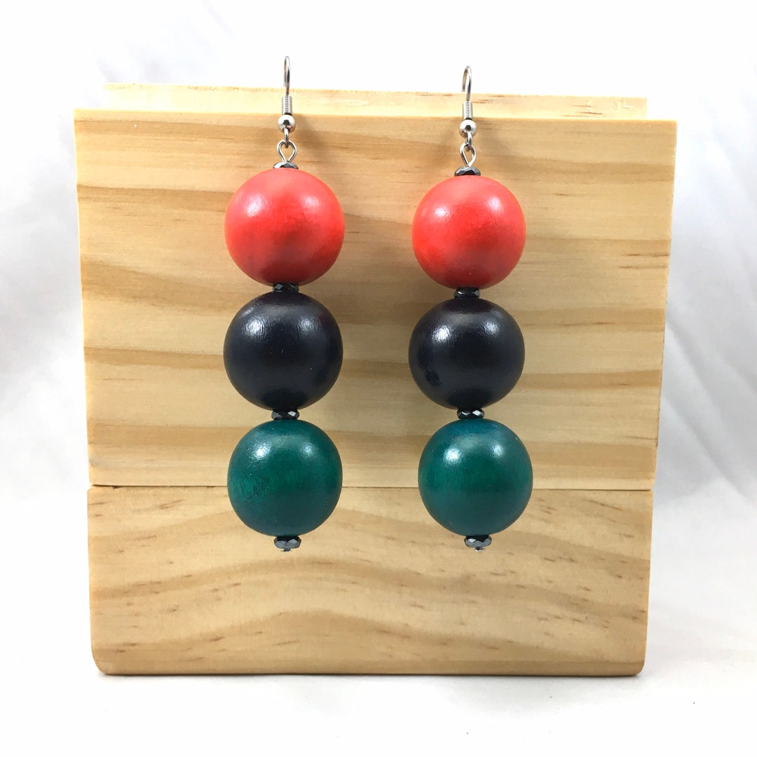 Pan African RBG Flag Inspired Big Bold African Wooden With Hematite ...