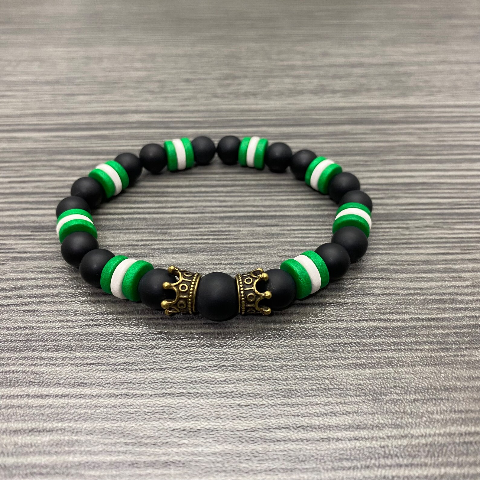 Nigerian Flag Inspired With Brass Oxide Crowns Matte Onyx Stone and ...