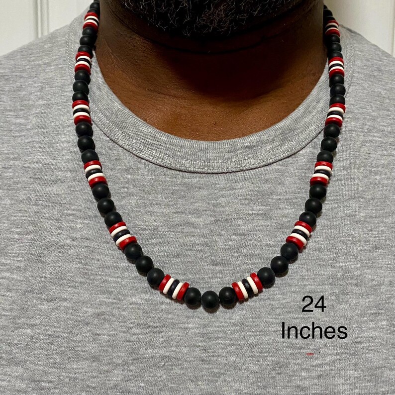 Trinidad & Tobago Flag Inspired Necklace With Matte Onyx Stone and ...