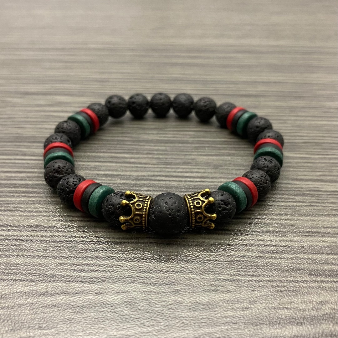 Pan African RBG Flag Inspired With Brass Oxide Crowns Lava Stone and ...