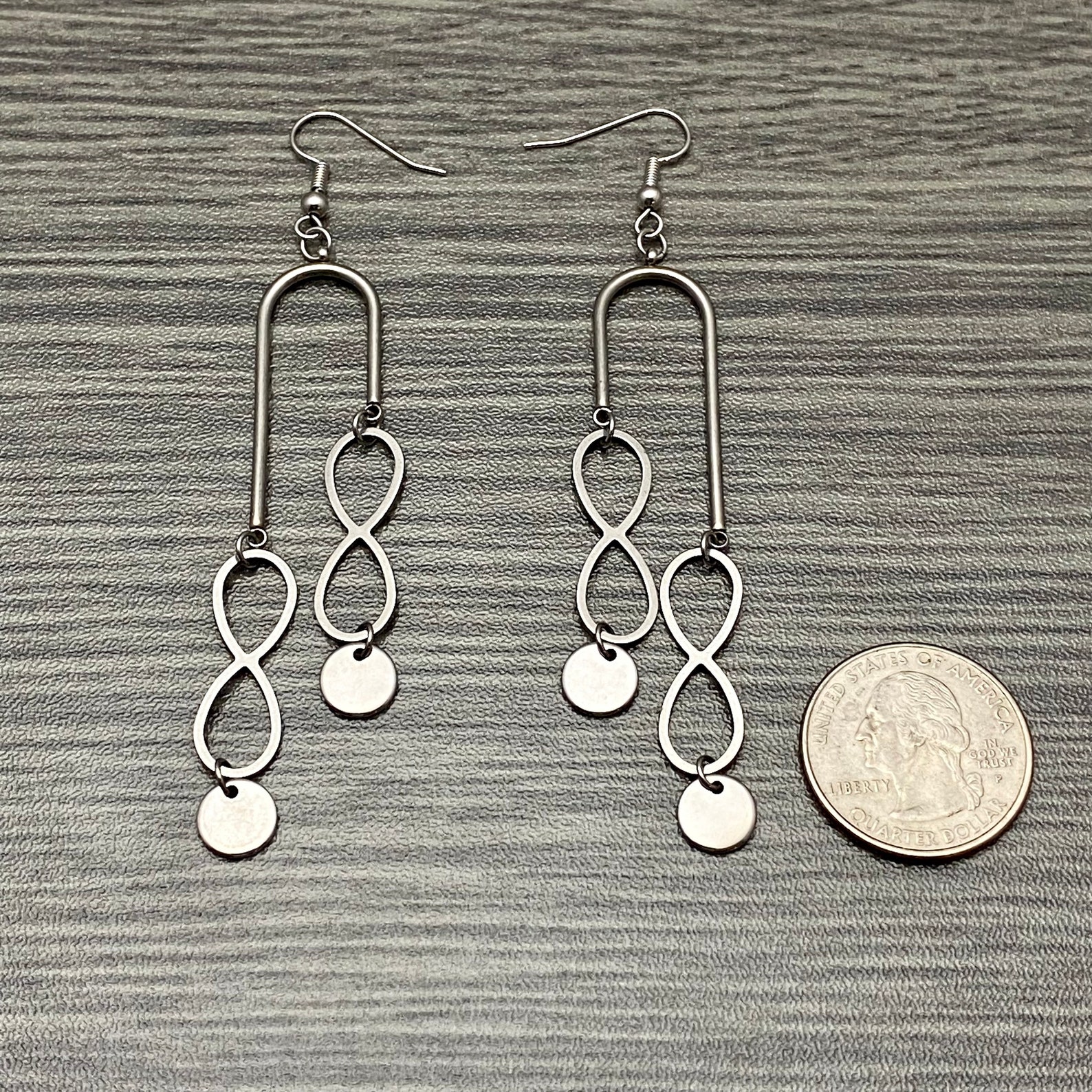Dangling Geometric Teardrop Stainless Steel Cascading Drop Dangle ...