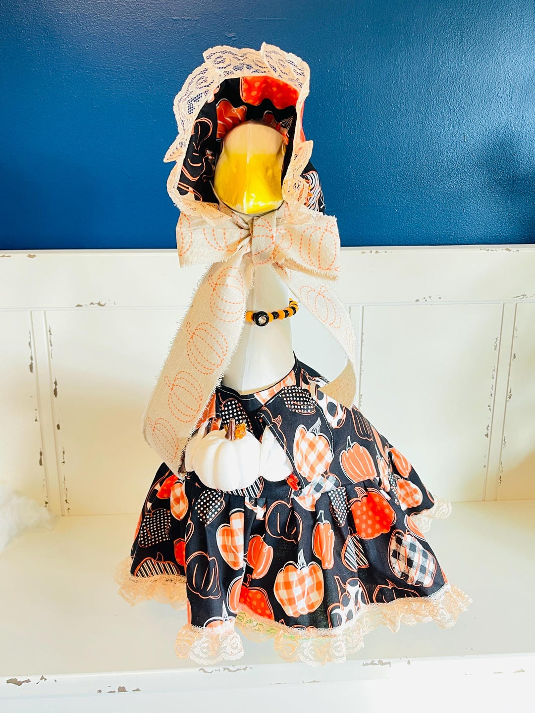 Pumpkin Goose Outfit/large Goose/porch Goose/garden Goose/lawn Goose ...