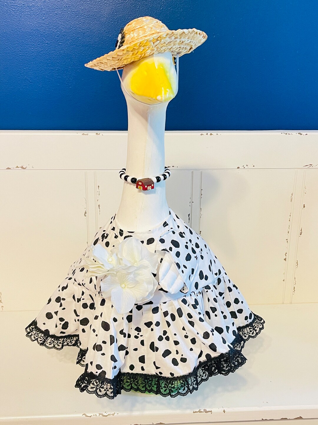 Cow Goose Outfit/large Goose/garden Goose/porch Goose/lawn Garden Goose ...