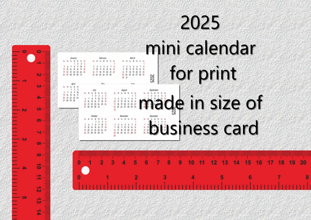 2025 Mini Calendar Printable: Business Card Size (PDF & JPG) - Etsy