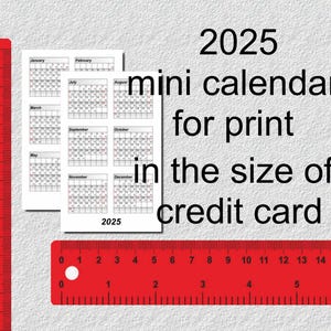2025 Mini Calendar for Print, Made in the Size of a Credit Card. Arial ...