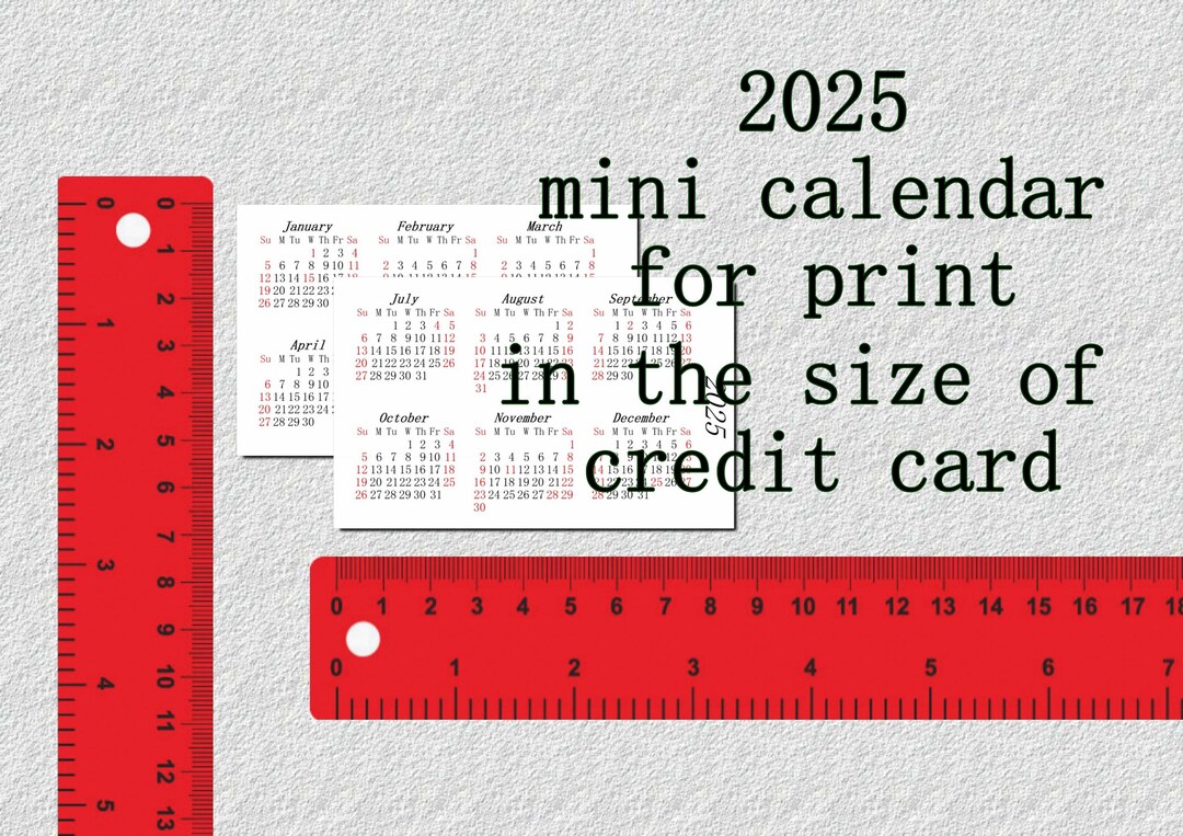 2025 Mini Calendar for Print, Made in the Size of a Credit Card ...