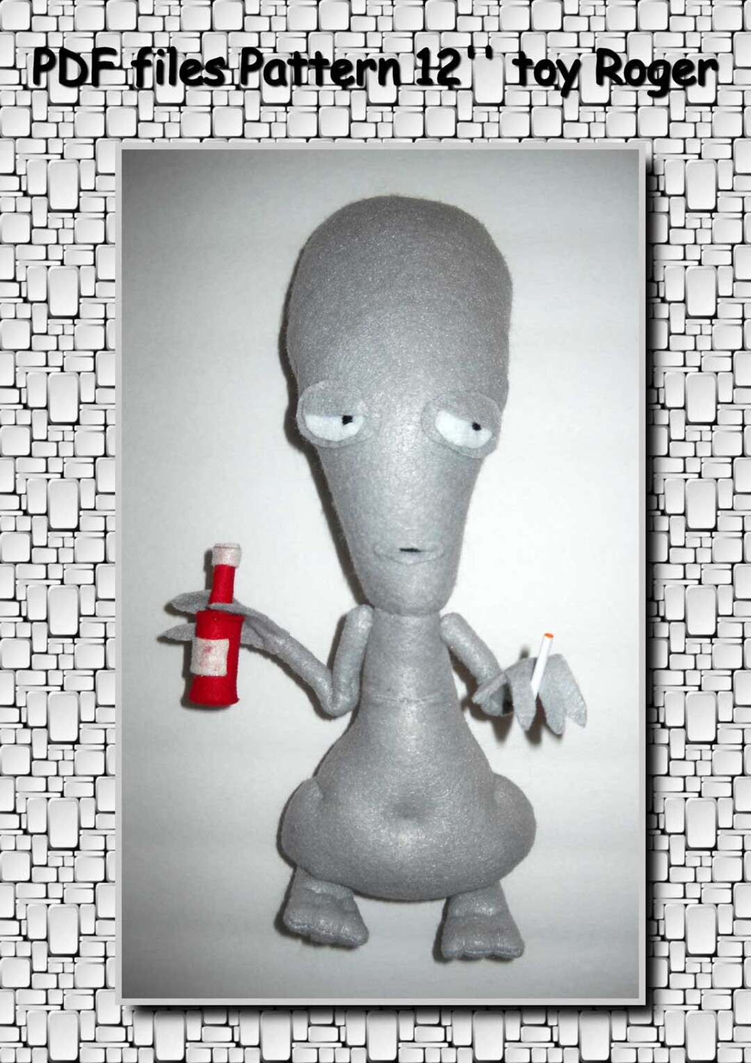 DIY 12'' Plush Toy, Roger Character, Sewing Pattern. - Etsy