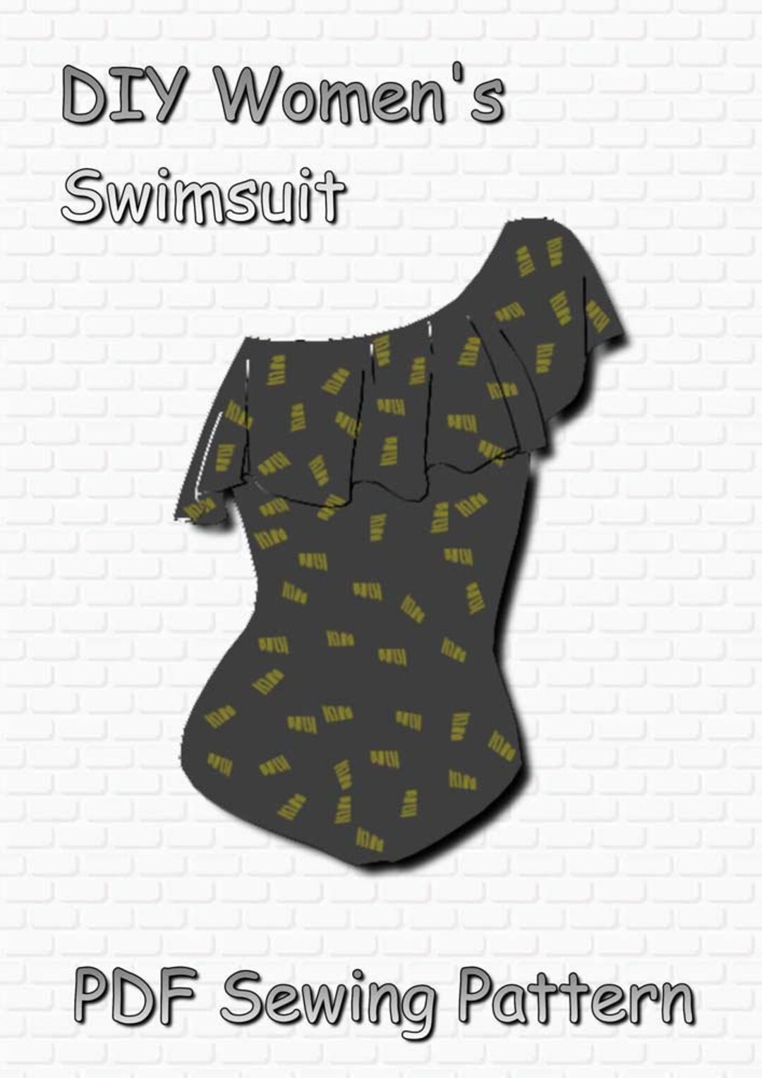 DIY, L Size Swimming Suit, Sewing Pattern Made in Full Size for Print ...