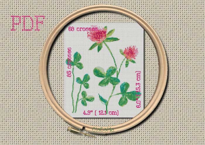 DIY, Cross Stitch Pattern, Clover, PDF Format, Ready Size 4,9'' X 6,0 ...