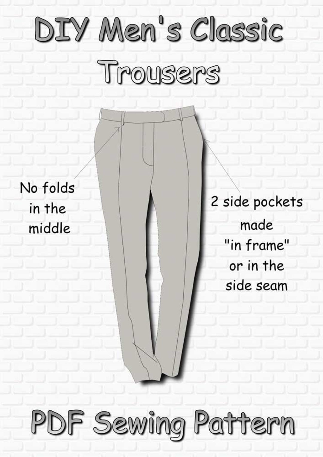 DIY, XXXL Men's Classic Trousers, Full Size PDF Pattern for Sewing. - Etsy