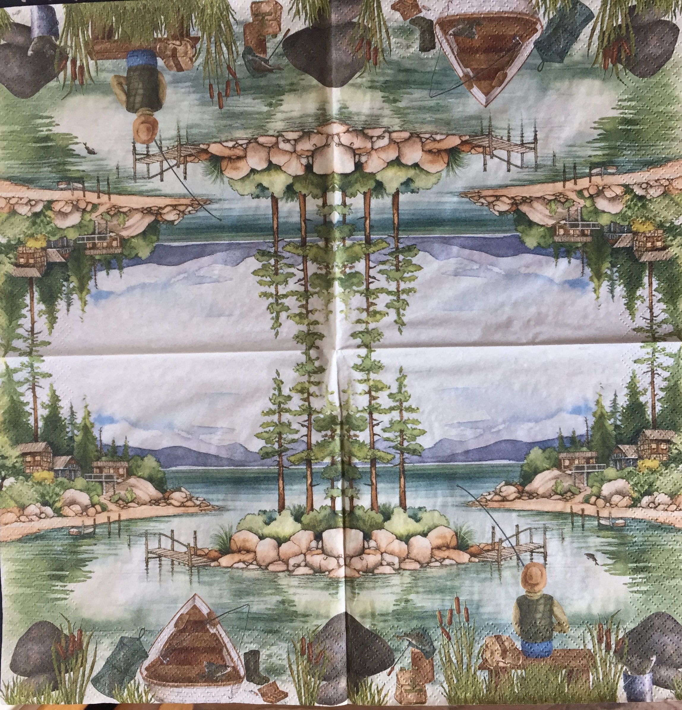 Lake Fishing Decoupage Paper Napkins - Set of 4 -lunch Size - Etsy