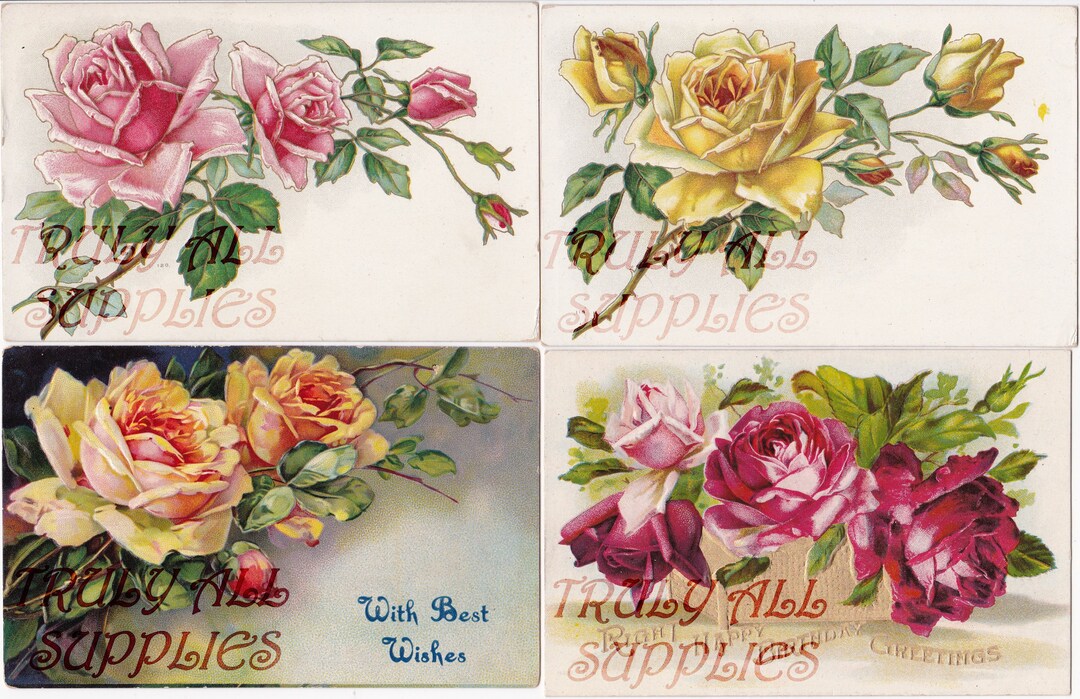 Vintage Rose Postcards Digital Download (PNG) - Etsy