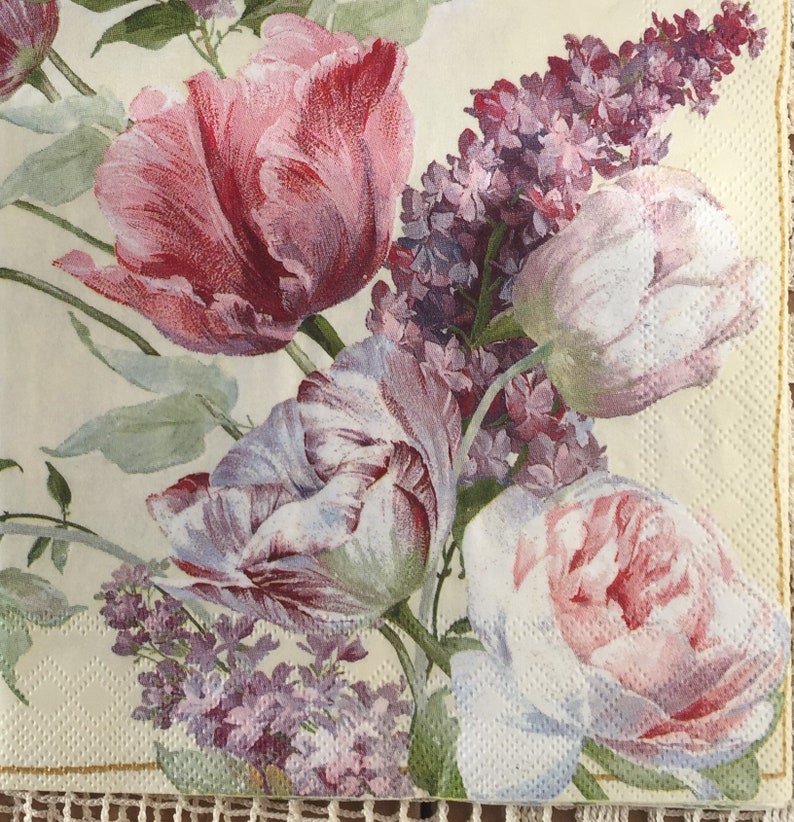Floral Decoupage Paper Napkins - 3-ply Cocktail Napkins, Set of 4 - Etsy