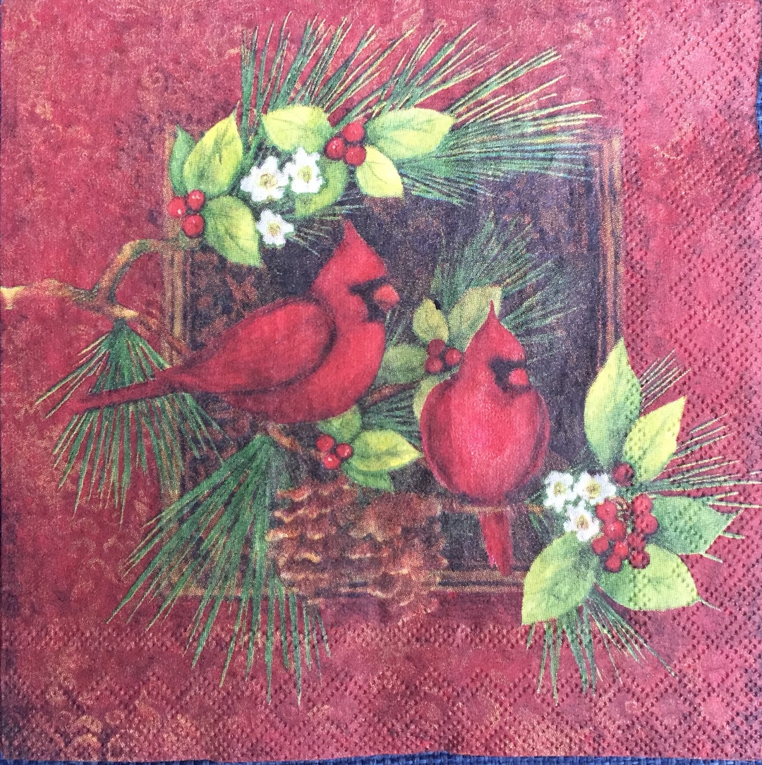 Cardinal Decoupage Paper Napkins: Cocktail Size, Scrapbooking Ephemera ...