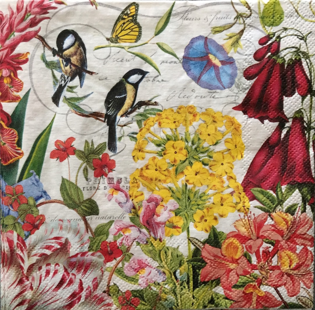 Floral Paper Napkins - Michel Design Works - Set of 4 - Lunch Size - Etsy