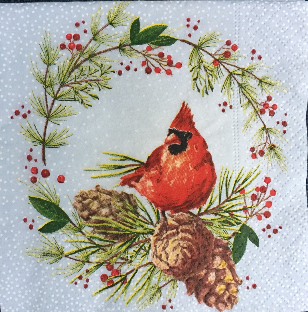 Cardinal Paper Napkins: Cocktail Size, Winter Holiday Design (set of 4 ...