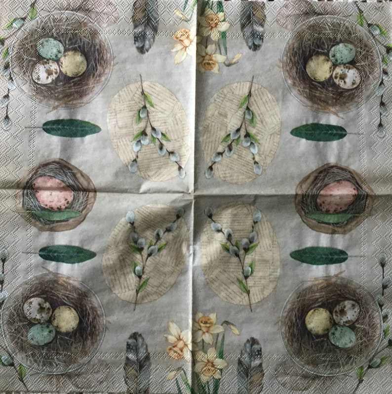 Spring Bird Nest Paper Napkins: Set of 4, Decoupage Crafts - Etsy